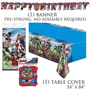 Marvel Avengers Party Supplies and Decorations, Avengers Birthday Party Supplies, Serves 16 Guests, Officially Licensed with Table Cover, Banner Decor, Plates, Napkins, and More