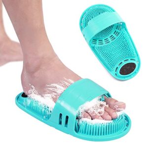 meidong silicone shower foot scrubber personal foot massage and cleaning, non-slip foot scrubber for men and women (1pcs green)