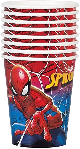 FAKKOS Design Spider Man Plates Napkins Cups for 16 Guests Birthday Party Supplies 48 pieces