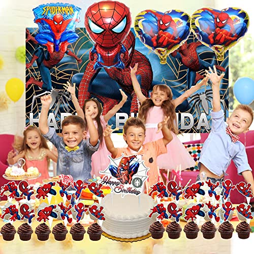 MISCOO Spiderman Party Supplies | Decorations | Banner | Balloons | For Boys | Backdrop | Birthday | Set | Decor