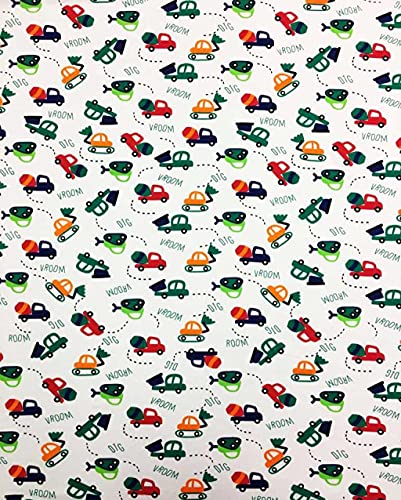 SheetWorld Baby Fitted Round Crib Sheet, 100% Cotton Jersey Hypoallergenic Sheet, Unisex Boy Girl, 42 x 42 inches, Construction Cars, Made in USA