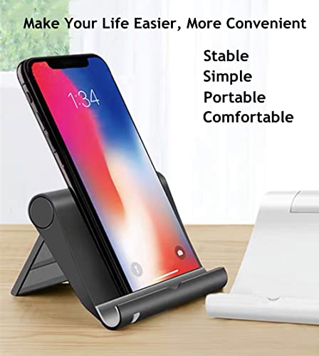 JUSDIQIR Cell Phone Stand for Desk 2 Pack Mobile Phone Holders Desktop Tablet Stand, Foldable Phone Dock Universal Adjustable Tablet Stand for Desk Compatible with Cell Phone Support