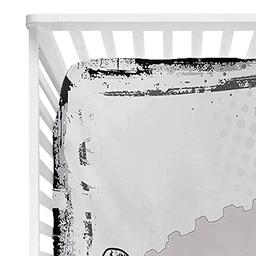 Motorcycle Fitted Crib Sheet,Motocross Racer Image Grungy Background Poster Style Monochromic Artwork Print Microfiber Silky Soft Toddler Mattress Sheet Fitted,28"x 52"x 8'',Baby Sheet for Boys Girls