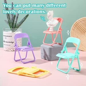 8 Pieces Mini Chair Shape Cell Phone Stand Foldable Universal Candy Color Mobile Phone Holder Multi Angle Cradle for Desk Tablet Phone Multi Functions Convenient Phone Stand