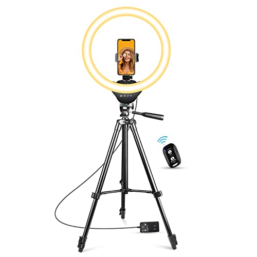 Sensyne 14'' Ring Light with Extendable Phone Tripod, Selfie LED Circle Light with Stand and Phone Holder for Video Recording/YouTube/TikTok/Live Stream, Compatible with All Phones and Cameras