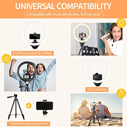 Sensyne 14'' Ring Light with Extendable Phone Tripod, Selfie LED Circle Light with Stand and Phone Holder for Video Recording/YouTube/TikTok/Live Stream, Compatible with All Phones and Cameras