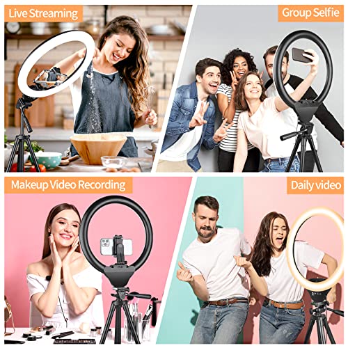 Sensyne 14'' Ring Light with Extendable Phone Tripod, Selfie LED Circle Light with Stand and Phone Holder for Video Recording/YouTube/TikTok/Live Stream, Compatible with All Phones and Cameras