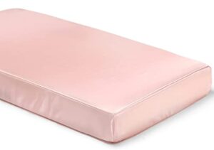 siinvdabzx satin crib sheets for girls, silky soft pink crib fitted sheets for standard crib and toddler mattress, 28 x 52 x 8in (pack of 1)