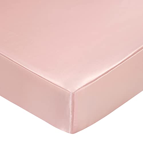 SiinvdaBZX Satin Crib Sheets for Girls, Silky Soft Pink Crib Fitted Sheets for Standard Crib and Toddler Mattress, 28 x 52 x 8In (Pack of 1)