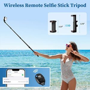 70" Phone Tripod Stand for Recording, Selfie Stick Tripod with Remote Phone Mount, Flexible Travel Tripod for Video Vlogging Photography, Compatible with iPhone Android iPad Cell Phone and Camera