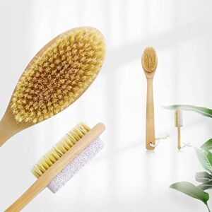 CARELAX Back Scrubber Brush,Long Handle Bath Brush for Shower, Soft but Stiff Shower Bristles and Pumice Stone Brush, Body Exfoliating Brush for Wet or Dry Brushing