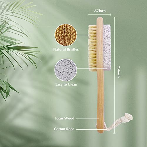 CARELAX Back Scrubber Brush,Long Handle Bath Brush for Shower, Soft but Stiff Shower Bristles and Pumice Stone Brush, Body Exfoliating Brush for Wet or Dry Brushing