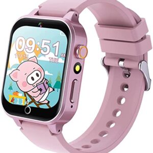 AOYMJRS Kids Smart Watch with 26 Puzzle Games Camera Video Music Player Tracking Pedometer Flashlight 12/24 hr Educational Toys, Gifts for Kids Ages 3+Year Olds (Pink)