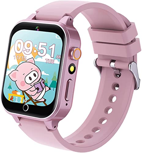 AOYMJRS Kids Smart Watch with 26 Puzzle Games Camera Video Music Player Tracking Pedometer Flashlight 12/24 hr Educational Toys, Gifts for Kids Ages 3+Year Olds (Pink)