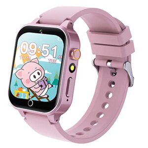 AOYMJRS Kids Smart Watch with 26 Puzzle Games Camera Video Music Player Tracking Pedometer Flashlight 12/24 hr Educational Toys, Gifts for Kids Ages 3+Year Olds (Pink)