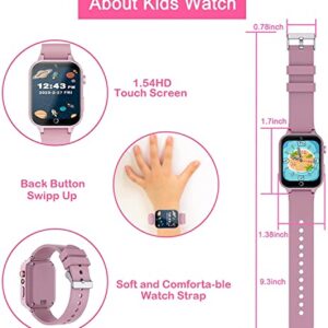 AOYMJRS Kids Smart Watch with 26 Puzzle Games Camera Video Music Player Tracking Pedometer Flashlight 12/24 hr Educational Toys, Gifts for Kids Ages 3+Year Olds (Pink)