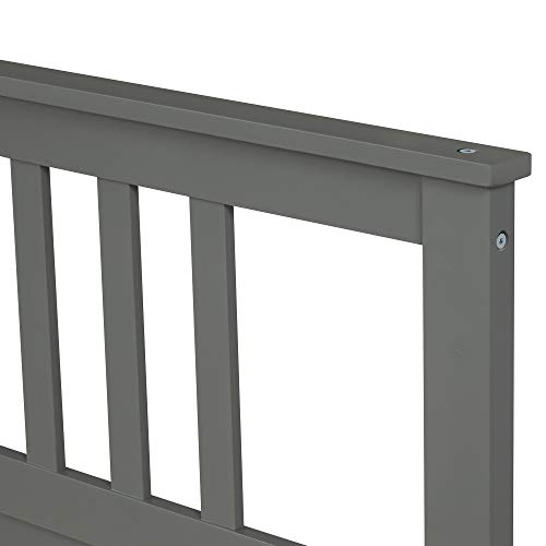 Merax Solid Wood Bed Frame with Headboard and Footboard/No Box Spring Needed/Easy Assembly for Kids Platform, Gray(Twin)