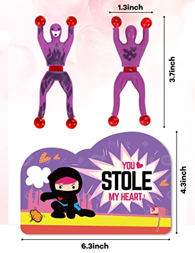 DG-Direct 28 Packs Valentine's Day Cards with Sticky Wall Climbing Men Ninja Toys, Kids Valentine Party Favor, Valentine's Day School Classroom Prizes, Valentine Exchange Gift