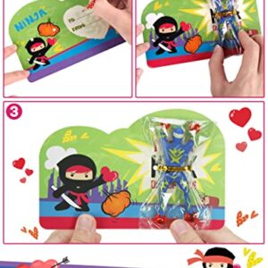 DG-Direct 28 Packs Valentine's Day Cards with Sticky Wall Climbing Men Ninja Toys, Kids Valentine Party Favor, Valentine's Day School Classroom Prizes, Valentine Exchange Gift