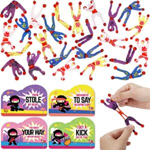 dg-direct 28 packs valentine's day cards with sticky wall climbing men ninja toys, kids valentine party favor, valentine's day school classroom prizes, valentine exchange gift