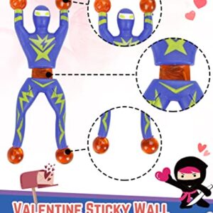 DG-Direct 28 Packs Valentine's Day Cards with Sticky Wall Climbing Men Ninja Toys, Kids Valentine Party Favor, Valentine's Day School Classroom Prizes, Valentine Exchange Gift