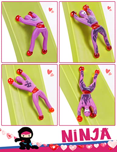 DG-Direct 28 Packs Valentine's Day Cards with Sticky Wall Climbing Men Ninja Toys, Kids Valentine Party Favor, Valentine's Day School Classroom Prizes, Valentine Exchange Gift