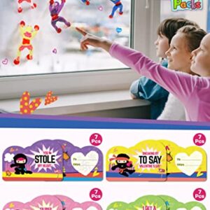 DG-Direct 28 Packs Valentine's Day Cards with Sticky Wall Climbing Men Ninja Toys, Kids Valentine Party Favor, Valentine's Day School Classroom Prizes, Valentine Exchange Gift