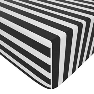 ntbay 100% brushed microfiber striped fitted crib sheet, super soft and cozy 28x52 black and white crib sheet for standard crib and toddler mattresses, boys, girls, unisex, 28x52 inches