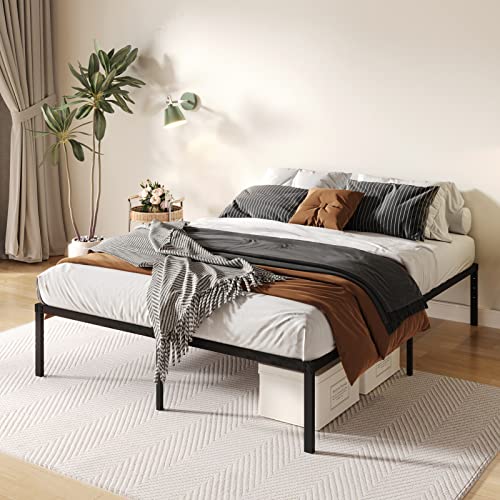 Kilyssa 18 Inch Queen Bed Frame, 3500lbs Heavy Duty Steel Slats Support Metal Platform Bed Frames Noise Free No Box Spring Needed,Black