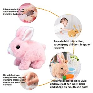 3PCS Hopping Bunny Toy, Interactive Bunny Toys for Kids, Rabbit Toys Wite Carrot Can Walk and Talk, Easter Plush Stuffed Bunny Toy, Electric Bunnies Educational Toys Robotic Toy Gift for Kids