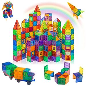 magnetic tiles, magnet tiles kids gift for boys girls toddlers, 3d magnetic blocks stacking sets, 108pcs magnetic tiles for kids age 4-8 3-5, stem learning preschool educational construction toy