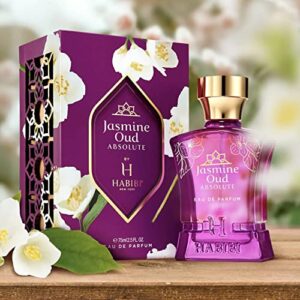 H HABIBI Jasmine Oud Absolute Luxury Eau de Parfum Women's Fragrance - Fresh & Floral, Woody, Spring & Summer Perfume- Unique & long-lasting Fragrance, Made of Rare Exotic Notes - 2.5 fl oz