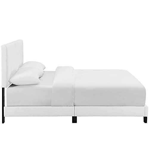 Modway Amira Tufted Fabric Upholstered Full Bed Frame With Headboard In White