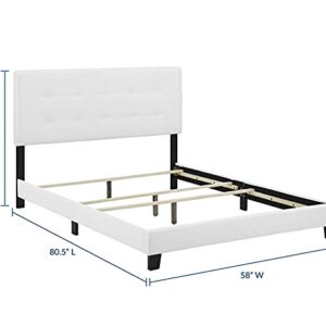 Modway Amira Tufted Fabric Upholstered Full Bed Frame With Headboard In White