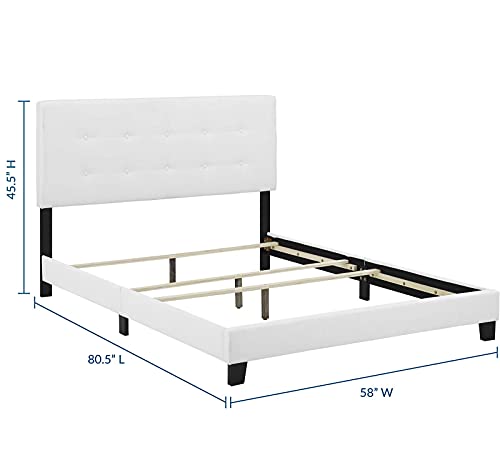 Modway Amira Tufted Fabric Upholstered Full Bed Frame With Headboard In White