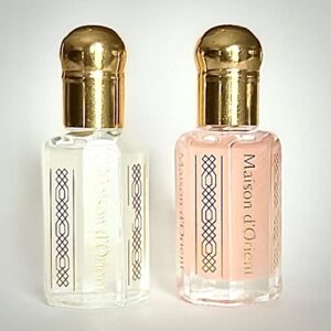 maison d'orient musk tahara collection (white & pink musk) arabian alcohol free attar perfume oils - vegan & cruelty-free from fragrance house, dubai uae oriental blends