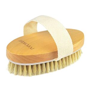 dry brushing body brush, popchose dry brush, exfoliating body brush, natural bristle shower brush for body flawless skin, cellulite treatment, lymphatic drainage, blood circulation improvement