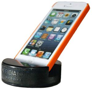 puckups - the original indestructible hockey puck cell phone stand - the best universal smartphone stand. compatible for all iphone/samsung/google/lg smartphones. made from a real hockey puck (1 pack)