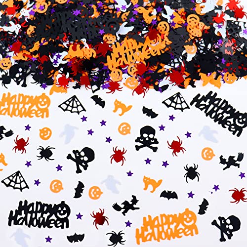 Keaziu 966PCS Halloween Table Confetti Happy Halloween Confetti Pumpkin Spider Cat Star Confetti Halloween Sequins Table Scatter for Halloween Table Decorations 30g