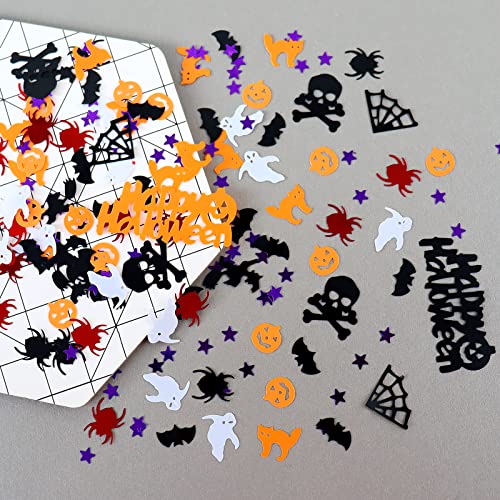 Keaziu 966PCS Halloween Table Confetti Happy Halloween Confetti Pumpkin Spider Cat Star Confetti Halloween Sequins Table Scatter for Halloween Table Decorations 30g