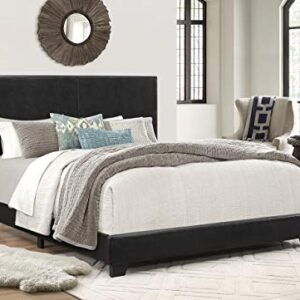 Crown Mark Erin Upholstered Panel Bed in Black, Queen