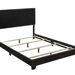 Crown Mark Erin Upholstered Panel Bed in Black, Queen