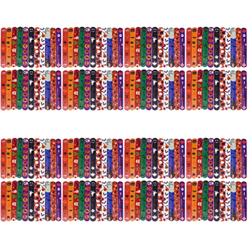 ibasenice 288 pcs Props Slap Decors Favors Wristbands Band Random Snap Supplies Bracelets Photo for Pumpkin Wrist Wristband Bands Circle Parties Style Kids Print Ghost Decorative Spider