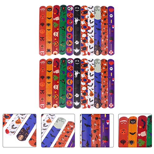 ibasenice 288 pcs Props Slap Decors Favors Wristbands Band Random Snap Supplies Bracelets Photo for Pumpkin Wrist Wristband Bands Circle Parties Style Kids Print Ghost Decorative Spider