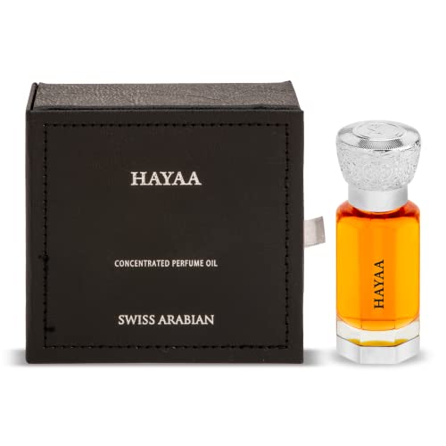 HAYAA Perfume Oil (Limited Edition) 12mL | Alcohol Free Natural Blend Fragrance/Body CPO | White Amber, Rose, White Musk, Dry Wood | Long Lasting Attar | for Men and Women | by Swiss Arabian Oud