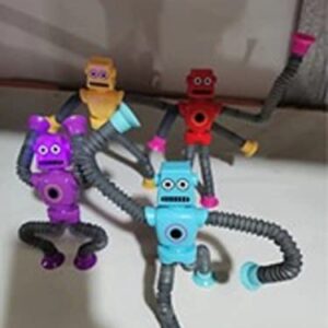 4 Pcs Telescopic Suction Cup Robots Toy,Funny Robots Shape Changing Retractable Pulling Arms Leggs Educational Toys,Kids Adults Telescopic Tube Cartoon Puzzle Toy (B-4PCS, OneSize)