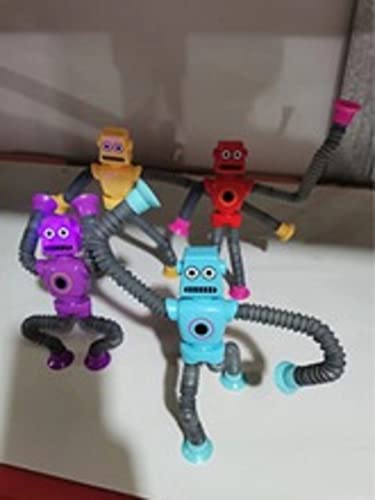 4 Pcs Telescopic Suction Cup Robots Toy,Funny Robots Shape Changing Retractable Pulling Arms Leggs Educational Toys,Kids Adults Telescopic Tube Cartoon Puzzle Toy (B-4PCS, OneSize)