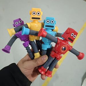 4 Pcs Telescopic Suction Cup Robots Toy,Funny Robots Shape Changing Retractable Pulling Arms Leggs Educational Toys,Kids Adults Telescopic Tube Cartoon Puzzle Toy (B-4PCS, OneSize)