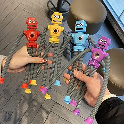 4 Pcs Telescopic Suction Cup Robots Toy,Funny Robots Shape Changing Retractable Pulling Arms Leggs Educational Toys,Kids Adults Telescopic Tube Cartoon Puzzle Toy (B-4PCS, OneSize)