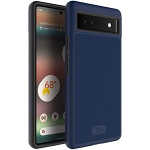 tudia dualshield grip designed for google pixel 6a case (2022), [mergegrip] shockproof military grade dual layer slim raised edge protection for pixel 6a - indigo blue